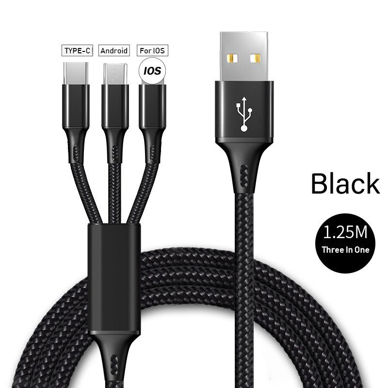 Cheap 3 in 1 USB Cable Micro USB/8 Pin/Typc C Fast Charging For Samsung ...
