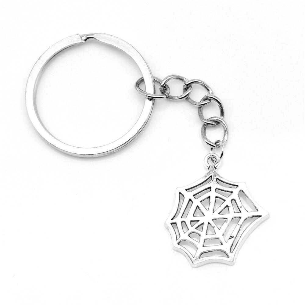 Buy 1pcs Antique Silver Color 23x25mm Spider Web Keychain Handmade ...