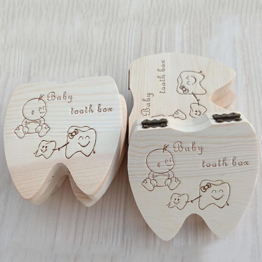 Cheap Baby Tooth Boxs Wooden Milk Teeth Organizers Storage-Boys Save ...