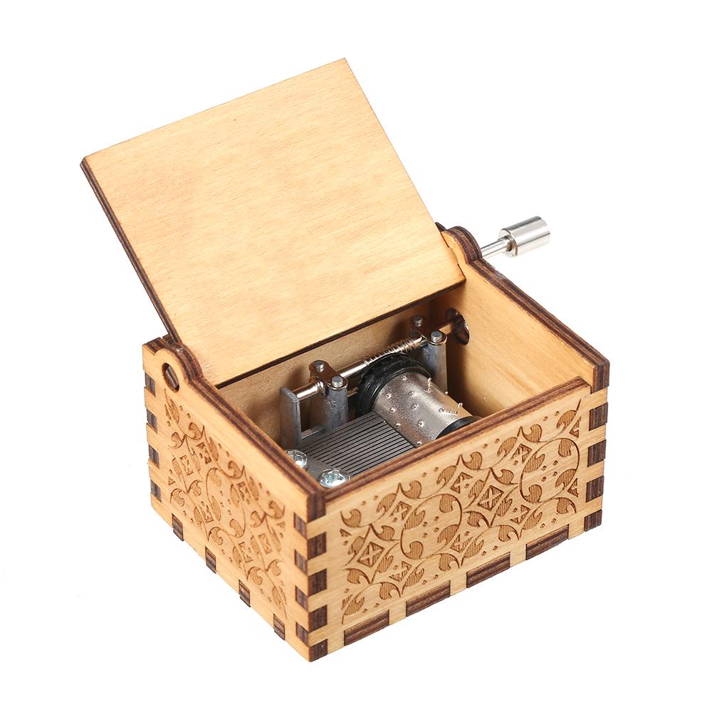 Buy Wood Music Box Mini Vintage Engraved Hand-Operated Musical Box ...