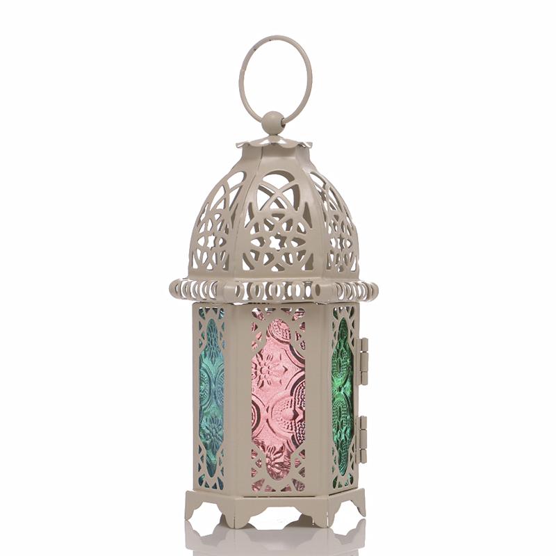 Buy Classical Wrought Iron Glass Candlestick Wind Lamp Bar Home Candle ...