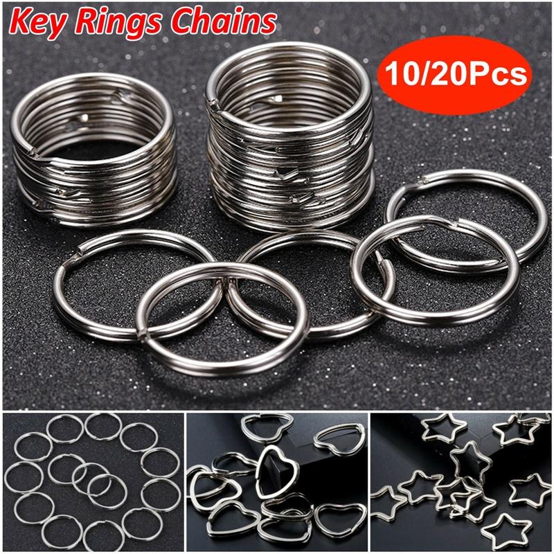 Buy 10/20 Pcs Silver Key Chains Rings 25MM Split Key Ring Hoop Chain ...
