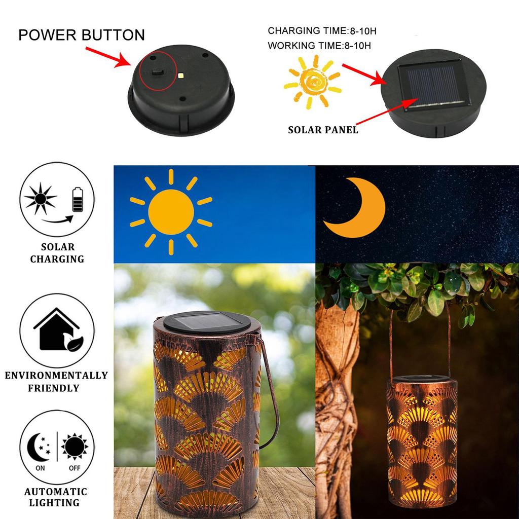 Buy Outdoor Solar Lantern Lights, Sector Pattern Hanging Waterproof ...