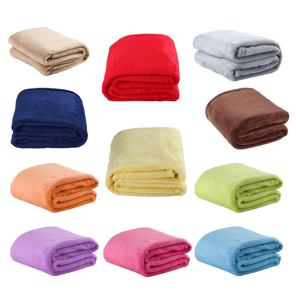 Buy ICOCO Solid Color Flannel Coral Blanket Plain Color Velvet Blanket ...