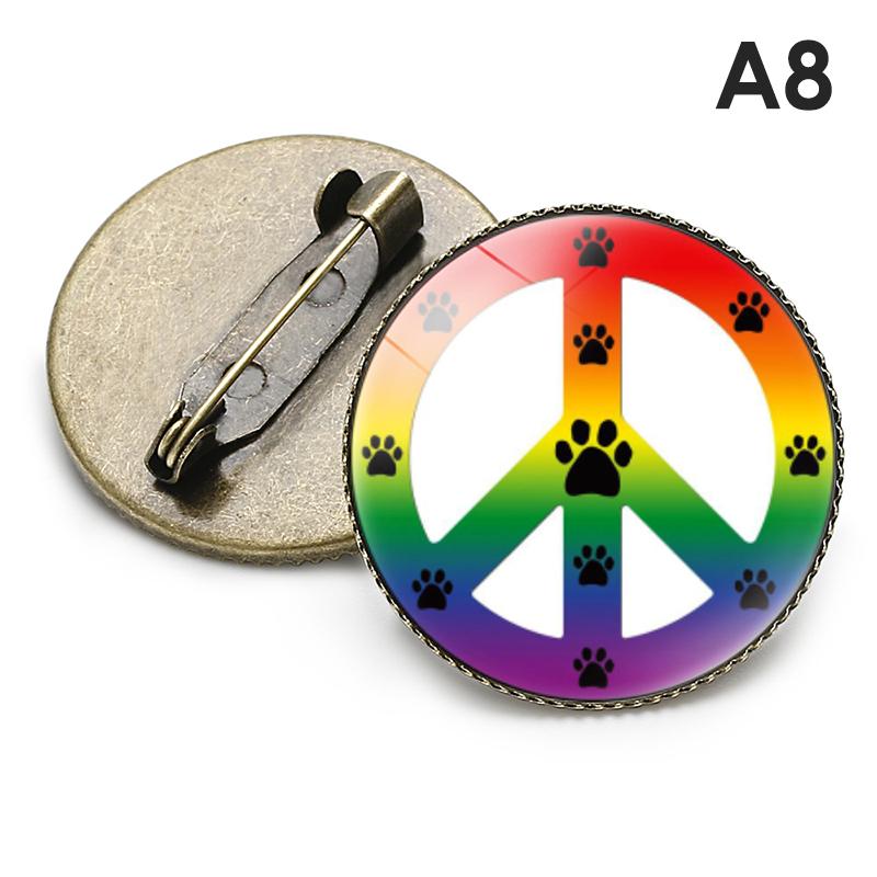 Buy Arrival Peace Sign Collar Pin Brooch Round Peace Sign Pin Button ...
