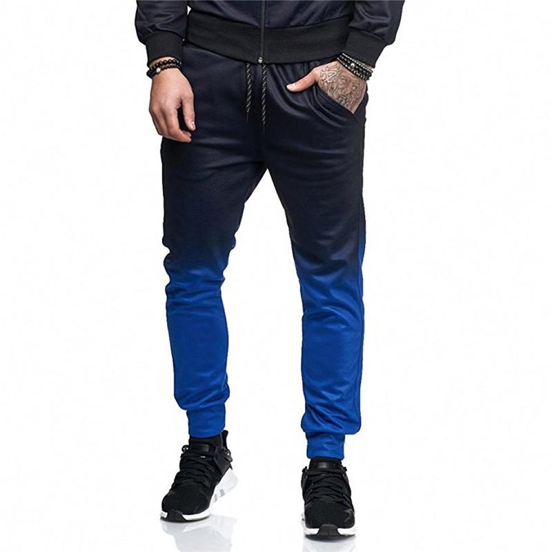 Buy Male Gradient Color Jogger Sweatpants Men Slim Fit Elastic Waist ...
