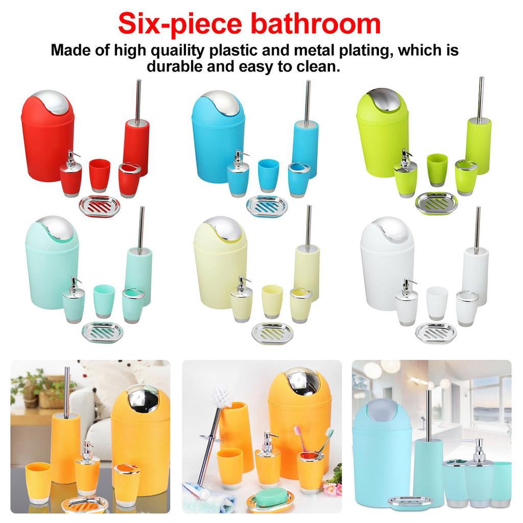 Buy 6 Pcs Plastic Bathroom Accessory Set Luxury Bath Brush Hoder Hand ...