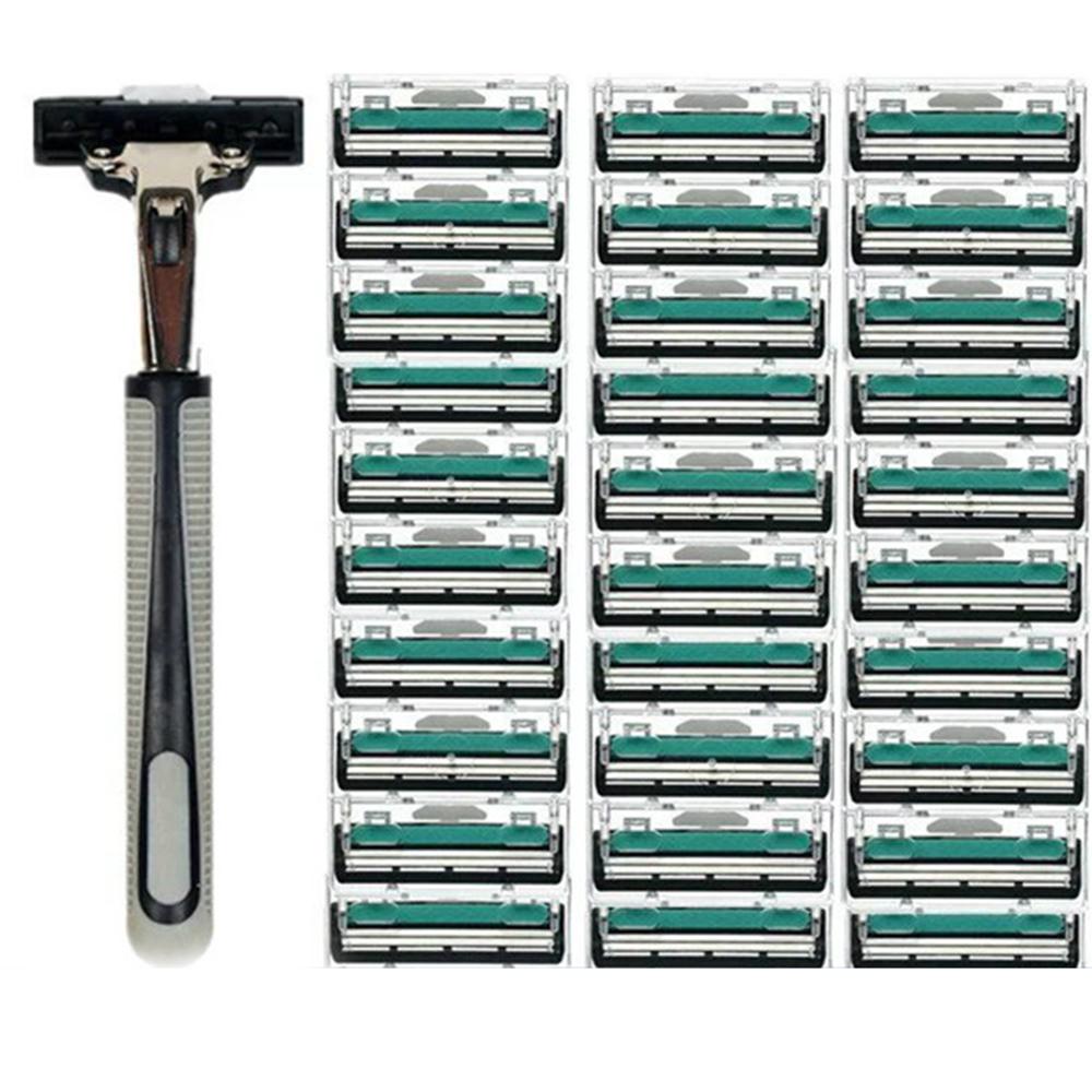 Buy (1 Handle + 30Pcs Double Layers Blades) Men Male Body Face Shaving ...