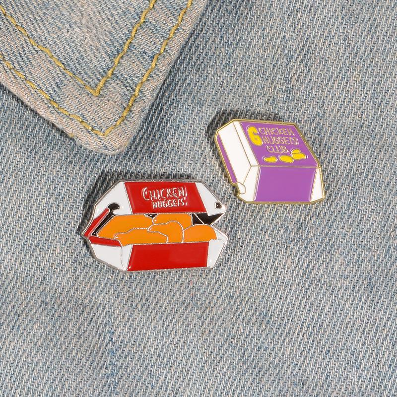 Alloy Enamel Lapel Pins Fried Chicken Fries Burger Brooch Pin Badge ...