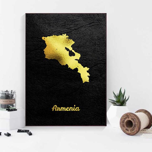 Cheap Golden Contries Map Russia Italy Poland Morocco Canvas Painting ...