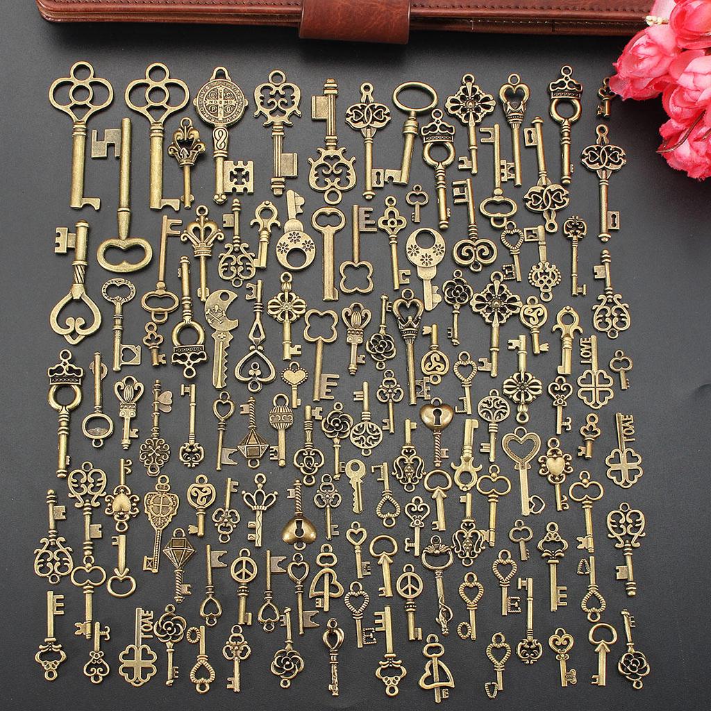 Cheap 125Pcs Bronze Keys Vintage Royal Antique Old Look Skeleton Heart ...