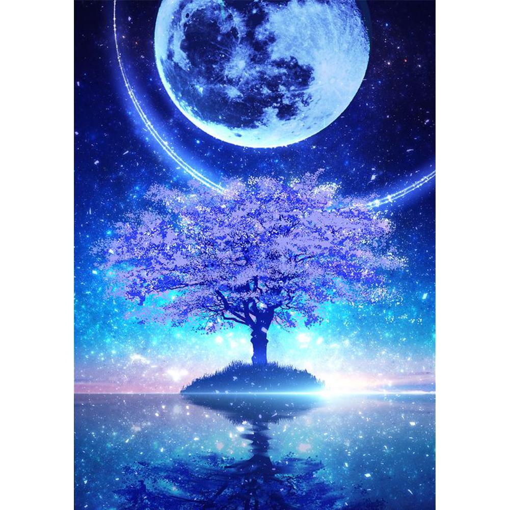 Buy 5D Diamond Painting Full Round Drill Moon Star Tree Picture of ...