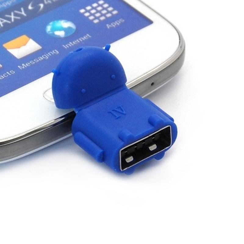 1PC Robot Shape Micro usb to USB OTG Adapter connect to flash android ...