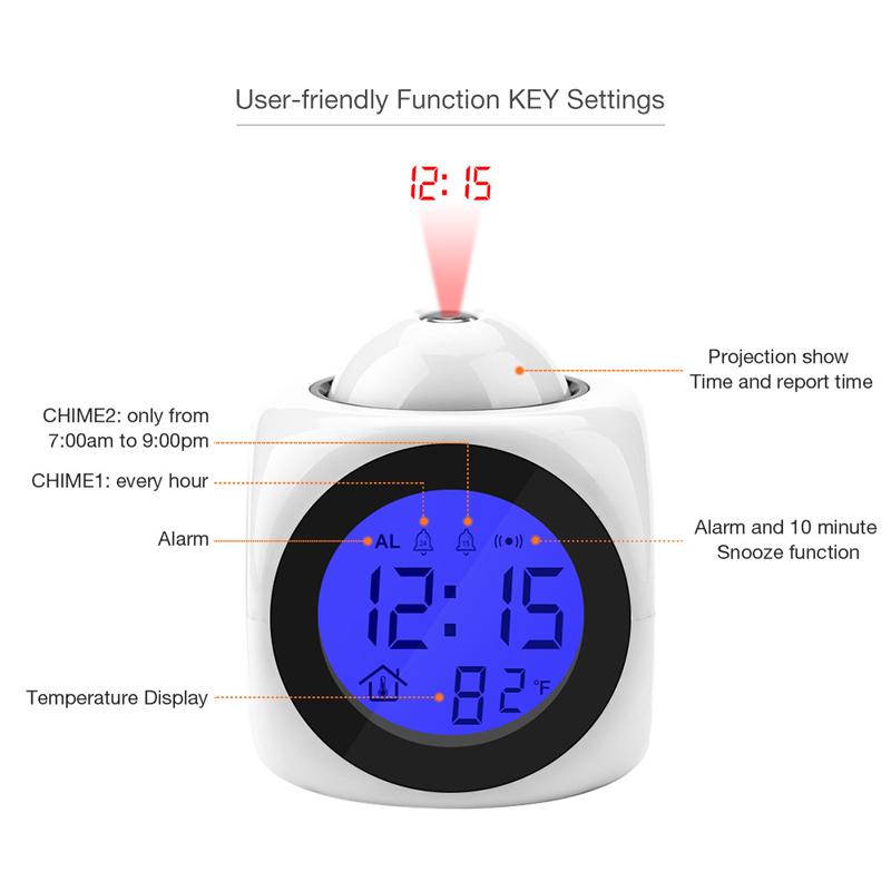 Buy Time Digital LCD Display Temperature Clock Projector LED Projection ...