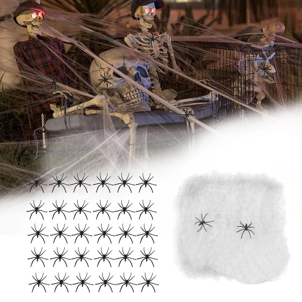 30 Little Spiders Halloween Decoration Spider Cotton Spider Web S0Q5 ...