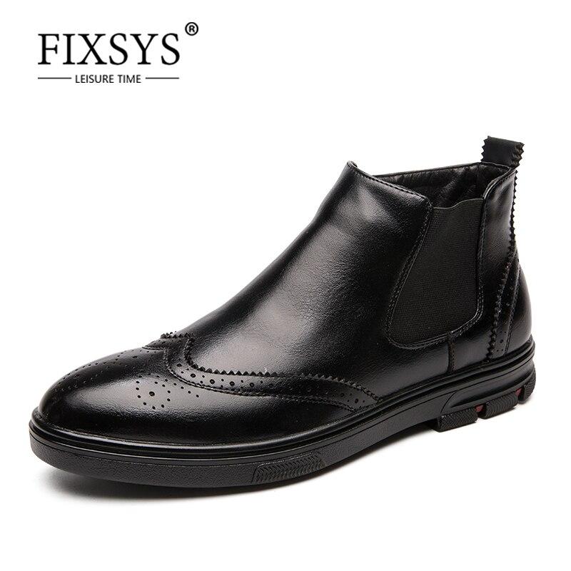 FIXSYS Leather Man Ankle Boots Autumn Non Slip Martin Boots Vintage ...