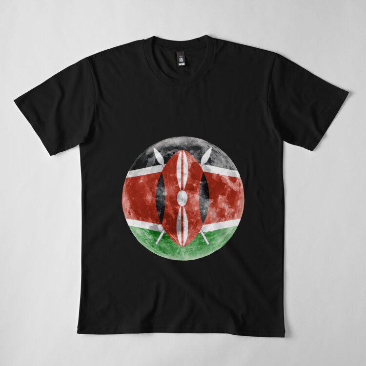 Buy Men Premium Cotton Harajuku T-Shirt Kenya Kenyan Flag Moon Gift ...