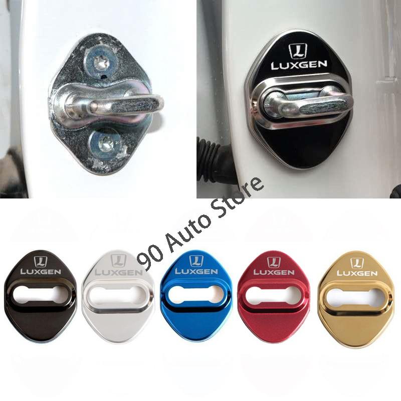 Buy 4PCS Car Door Lock Cover Latch Case Stainless Steel Gate Lock ...