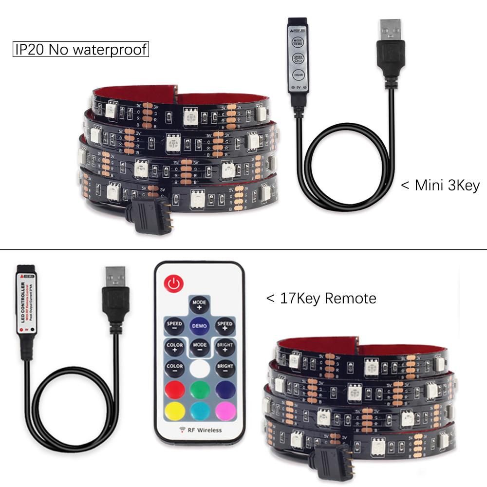 USB LED Strip Light 5V RGB SMD 5050 60Led/m USB Non-Waterproof Tape ...
