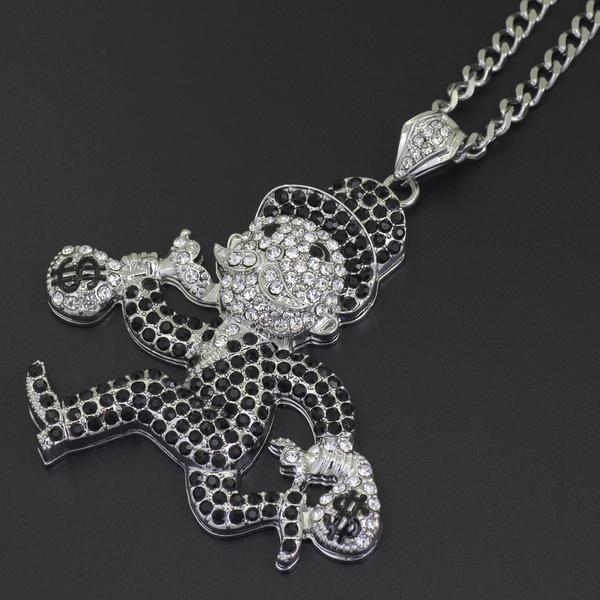 Hip Hop Running Man with Money Bag Pendant Necklace Jewelry for Men ...