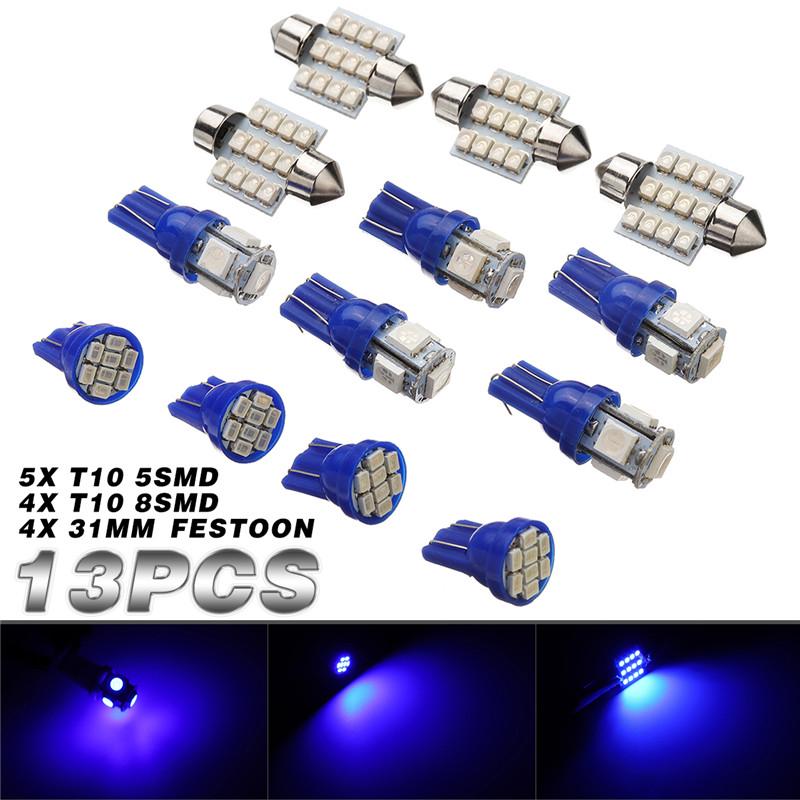 Buy 13x Blue LED Bulbs Car Interior T10 31mm Map Dome License Plate ...