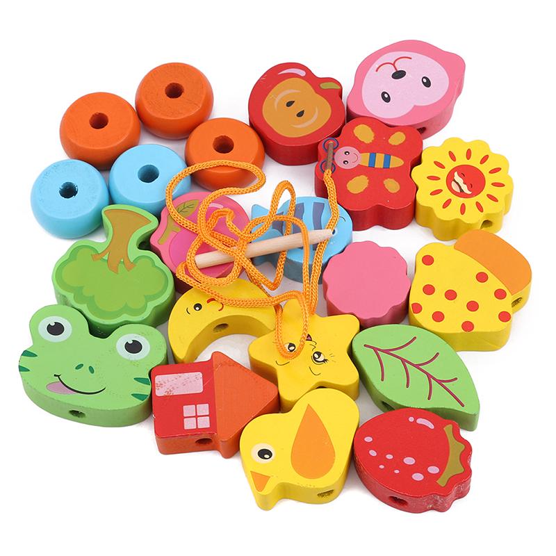 1 Set Baby Wooden Toy String Line Beads City Alphabetic Garden ...