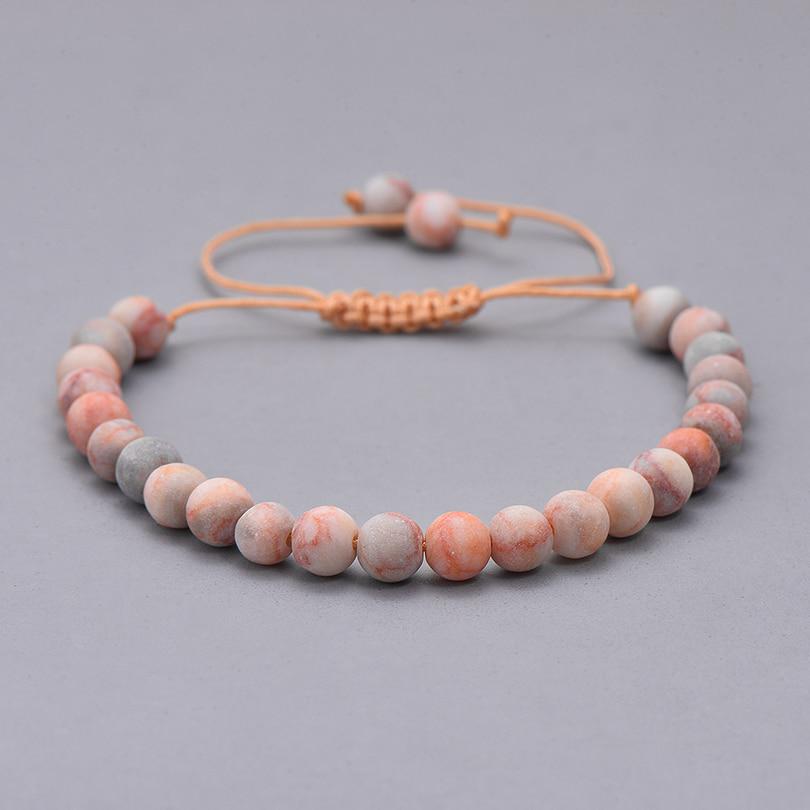 Natural Matt Beads Network Stone Bracelets Women Coffee Rope Braided ...