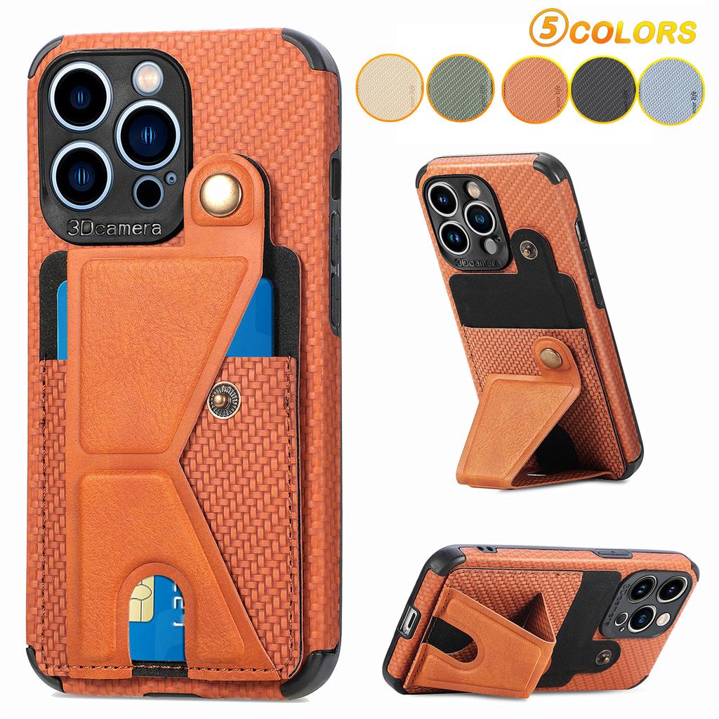 Buy Carbon Fiber Wallet Flip Card Holder Case For Iphone 14 13 12 11 X ...