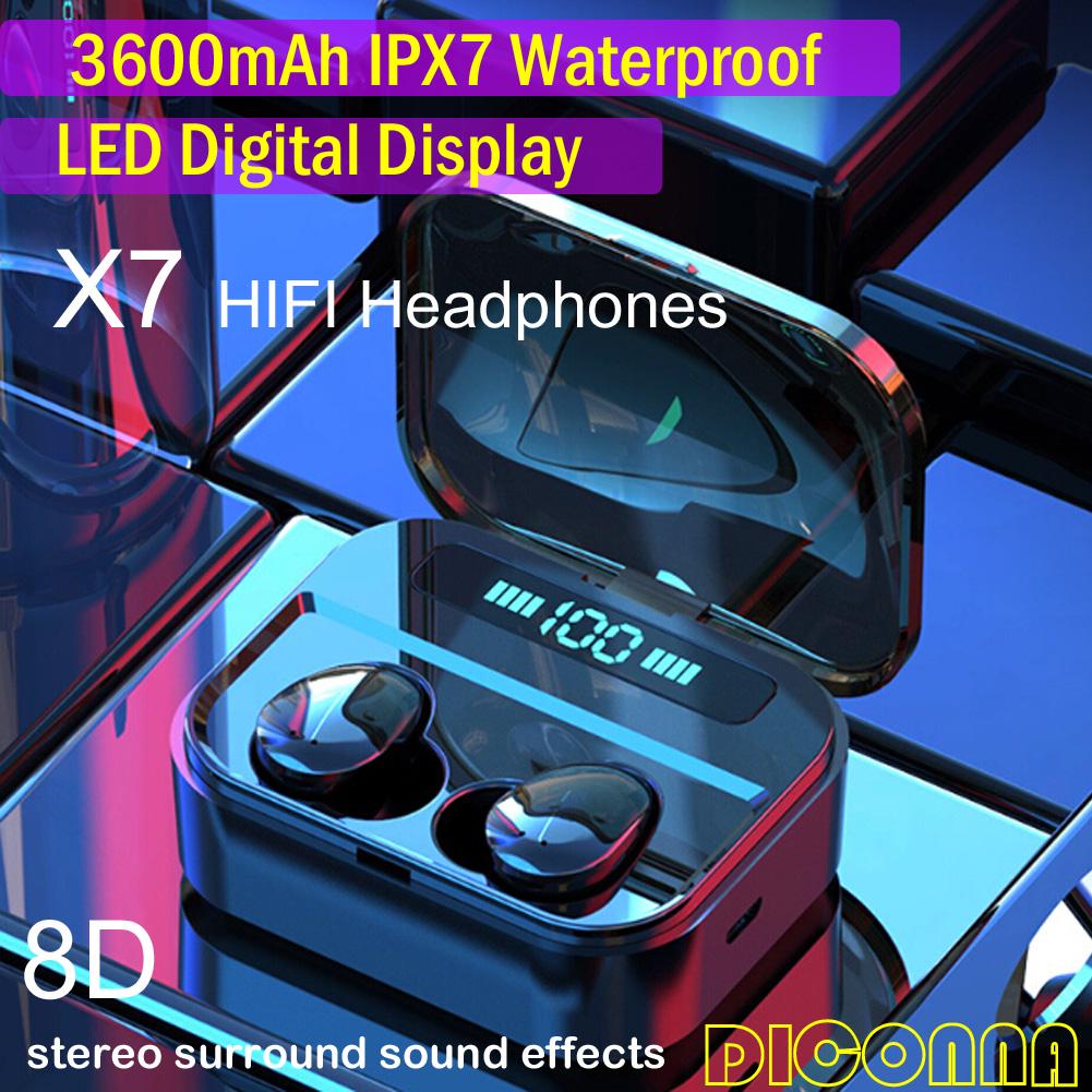 Buy IPX7 Wireless Bluetooth Earphones LED TWS Headset Hi-Fi Stereo ...