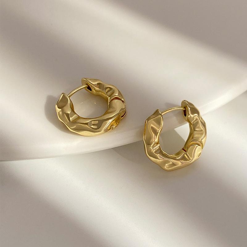 Buy JWER Luxury Metal Texture Ear Buckle Hoop Earrings For Women Girl ...