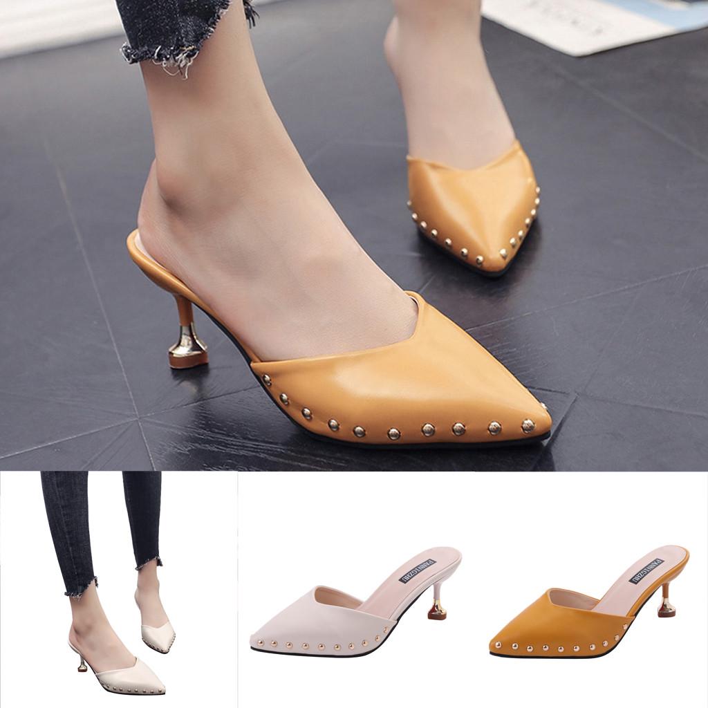 Buy Ladies Rivet Shoe Pointed Single Shoes Womens Sandals Fashion ...