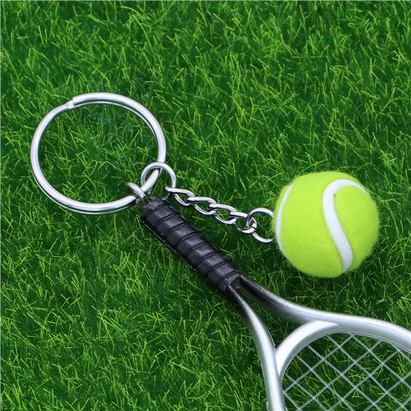 Mini Tennis Racket Keychain Key Ring Sport Charm Tennis Ball Key Chain ...