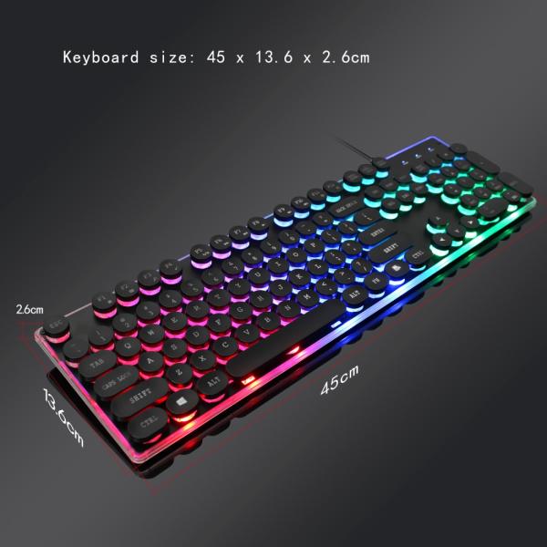 Buy ZERODATE KB202 104 Keys 3-Color Mixed Backlight Retro Punk Round ...