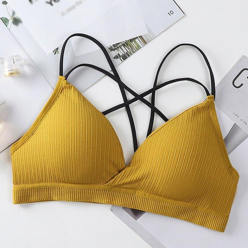 Buy Women Gatherd Bras Fast Dry Elastic Lingerie With Padded Bra Solid ...