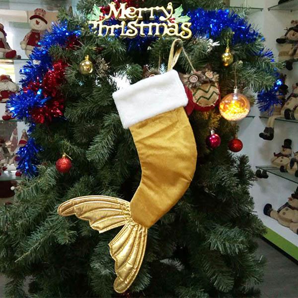 18 Inch Sparkly Mermaid Tail Christmas Stocking Sequins Mermaid Holiday ...