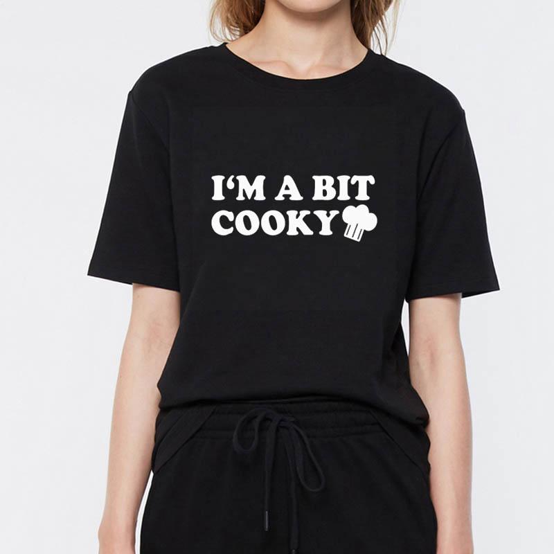 Buy Kooky Cook Funny Saying Print Women Black TShirt Size S-4XL Short ...