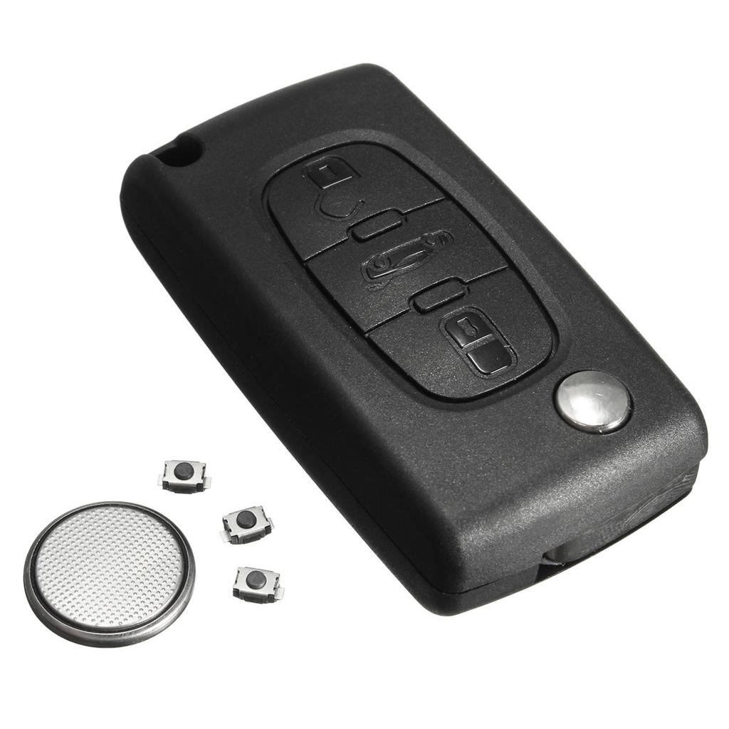3 Button Transmitter Remote Flip key FOB Case With Battery For Peugeot ...
