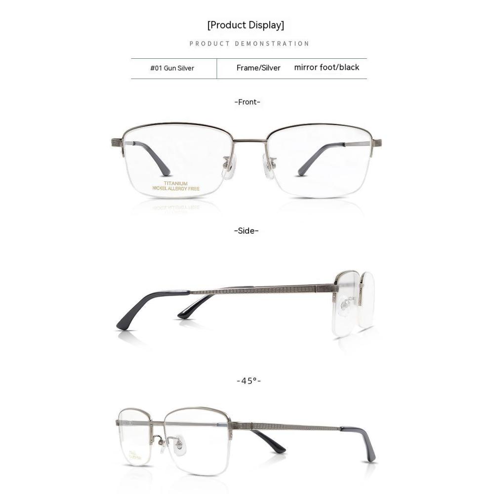 Satın alın Light and tough pure titanium half-frame glasses frame men's ...