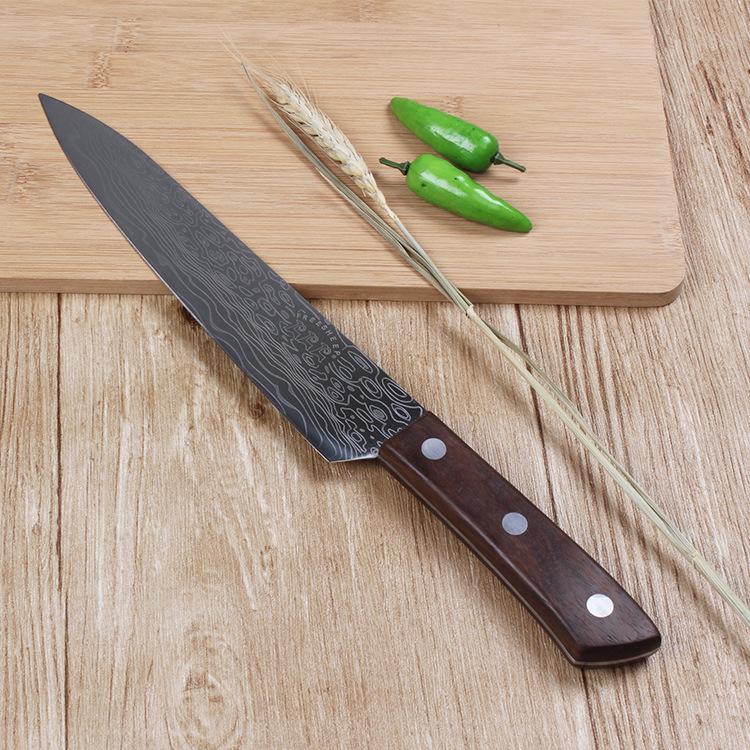 Buy 10 Inch Chef Knife High Mirror Light Kitchen Knife Color Wood ...