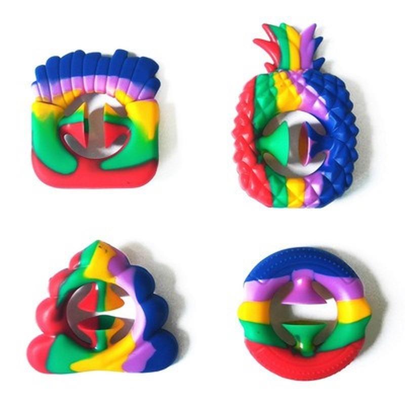 Buy 1PC Pop Bubble Finger Sensory Toys Rainbow Soft Silicone Anxiety ...