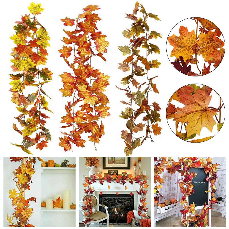 Buy 1PC Artificial Autumn Fall Maple Leaves Garland Hanging Plants Home ...