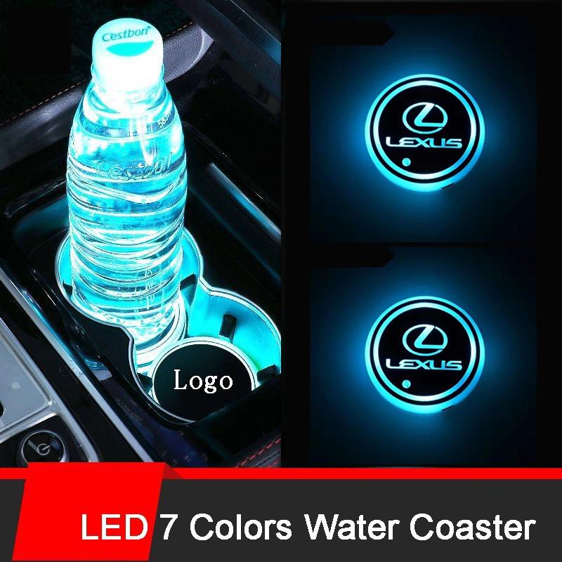 2Pcs Car Luminous Water Coaster Car Cover Slot Pad Colorful Led Light ...