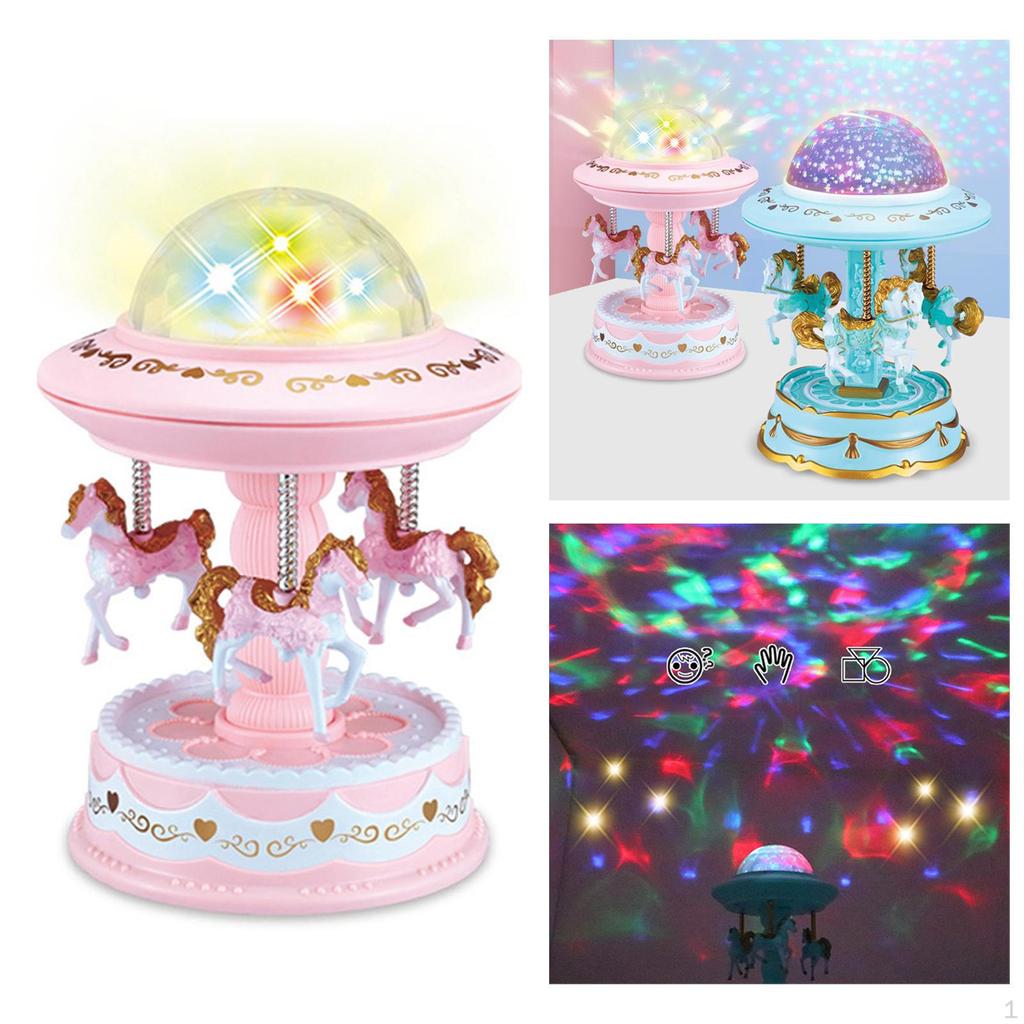 Buy Music Box Projector Night Light Carousel Style for Decoration ...