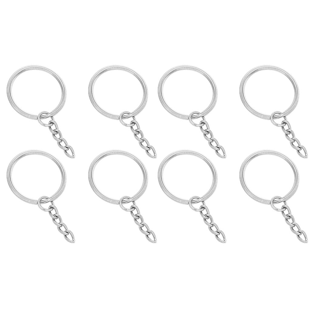 Buy 50pcs Steel Tone Key Chains Split Silver Tone Keyring Blanks Link ...