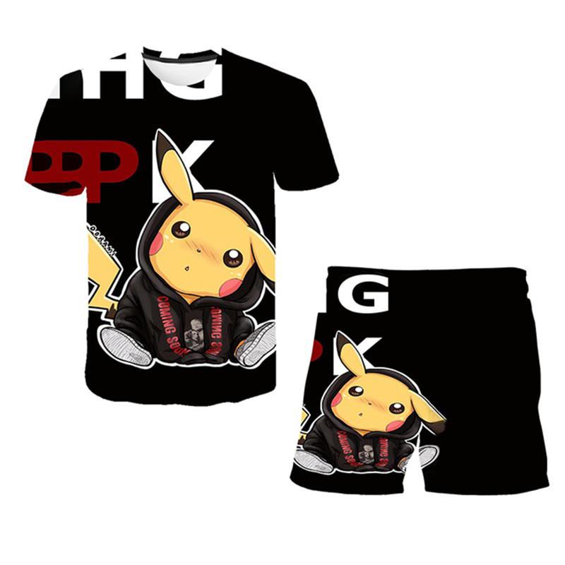 Buy Children Clothing Pikachu T shirt Sets Game Print 3D T-shirt Short ...