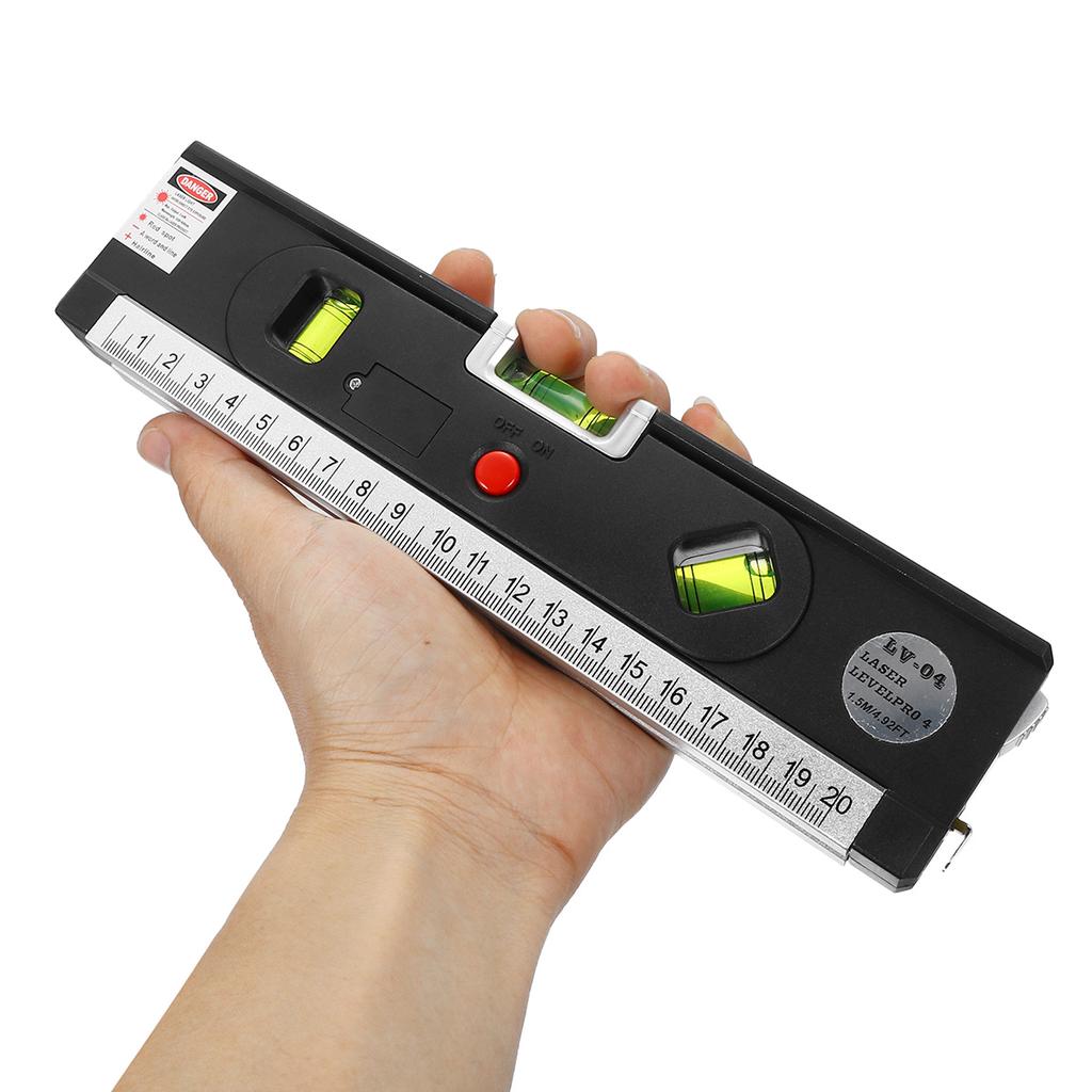 Buy Multifunctio Laser Level Horizontal Vertical Line 8FT Measure Tape ...