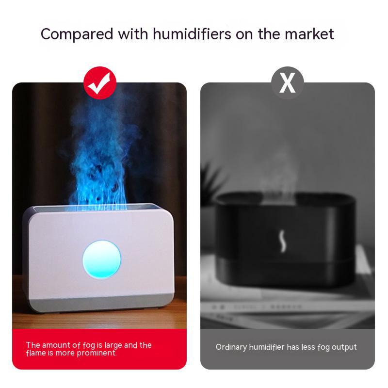 Dual-color Flame Air Humidifier Aroma Diffuser Desktop Quiet Humidifier ...