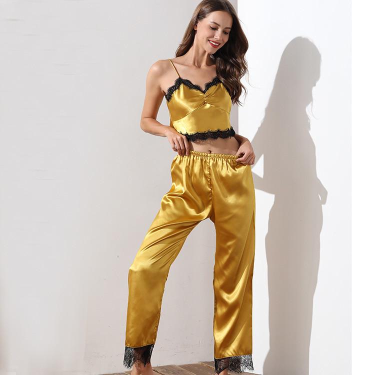 Buy Lisacmvpnel Lace Sexy Women Pajamas Spaghetti Strap Long Pant ...