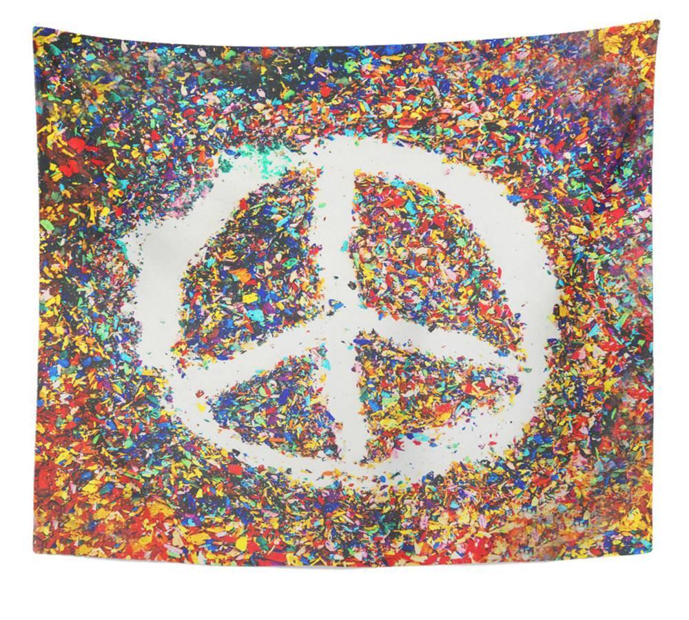 Buy Peace Symbol On Scraps Colorful Pastel Oil Colors Wall Tapestry ...