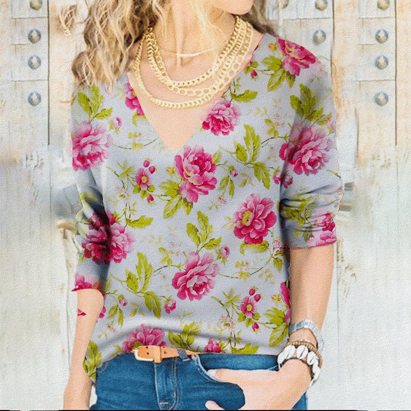 Buy Women's T-shirt New Fashion Women's Loose Printed Top Printing Long ...